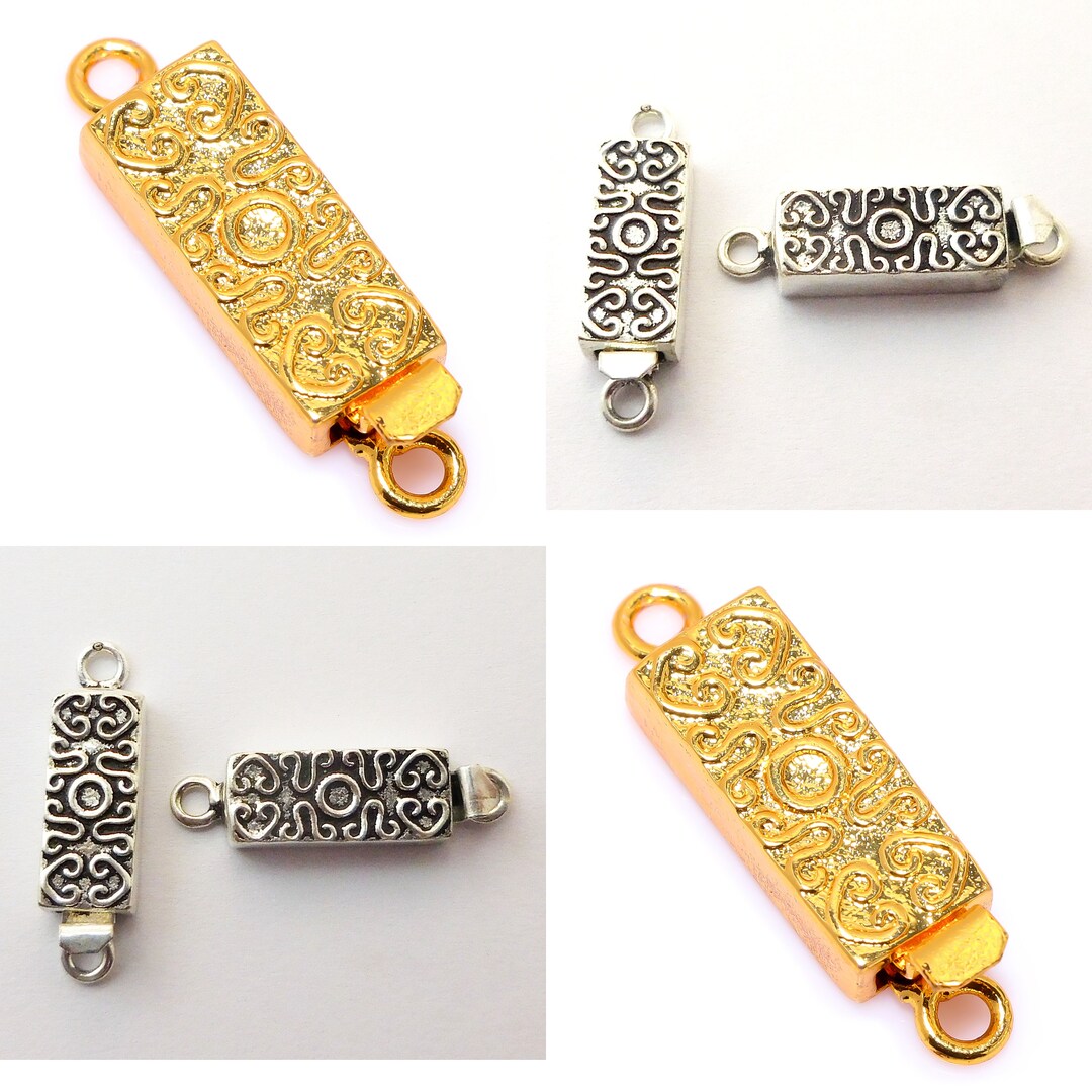 1 Pc 30x8x5mm Bali Box Clasp One Strand Oxidized Silver Plated 18k Gold ...