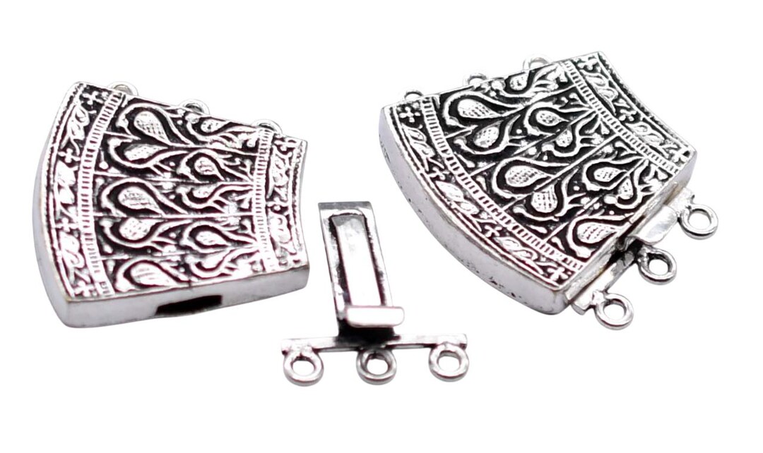 1 Pc 27x20x5mm Multi Strand Clasp 3 Strand Box Clasp Oxidized Silver ...