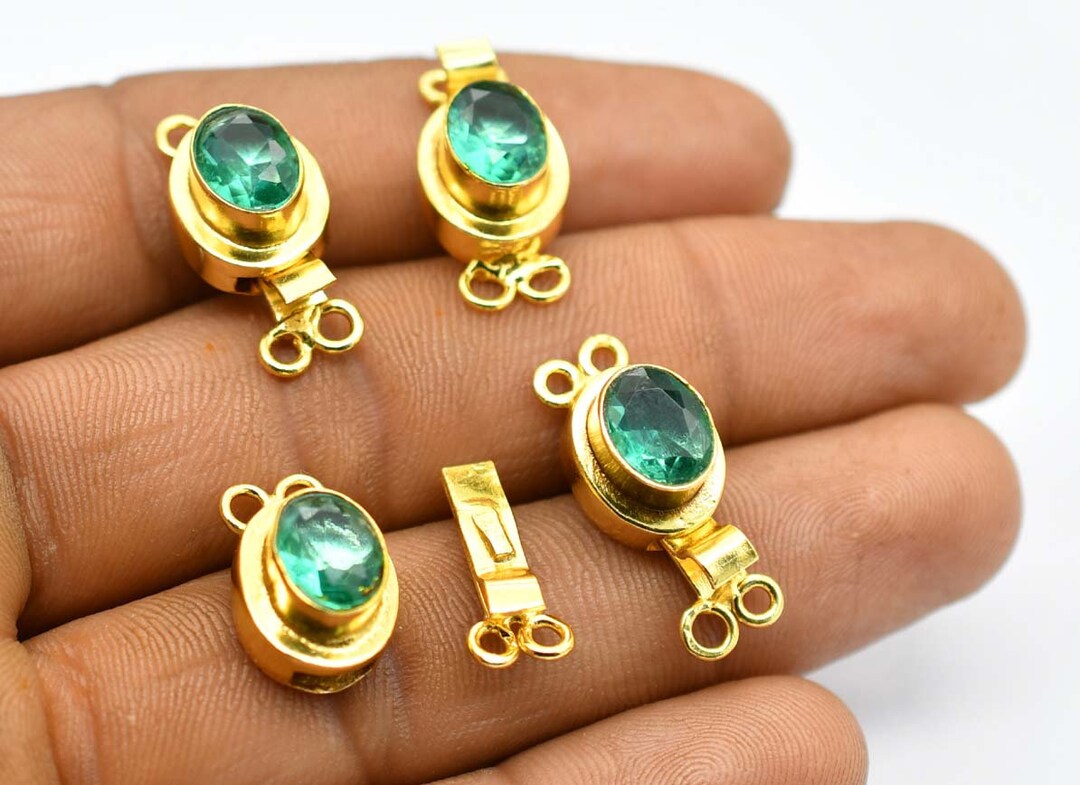 1 Pc Apatite Oval Multi Strand Gemstone Box Clasp 2 Strand 18k Gold ...