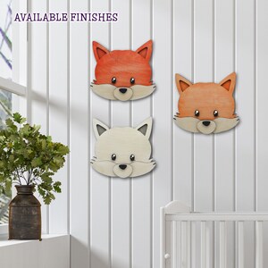 Wood Fox Head Wall Mount - Forest Animal Theme Nursery or Room Decor ...