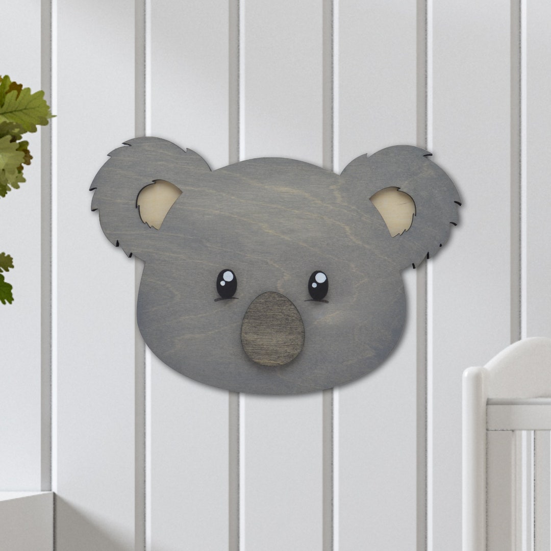 Wood Koala Head Wall Mount - Jungle Wall Decor - Etsy