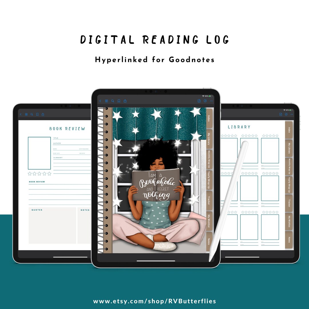 Bookaholic Digital Reading Log, Reading Journal, Digital Reading ...