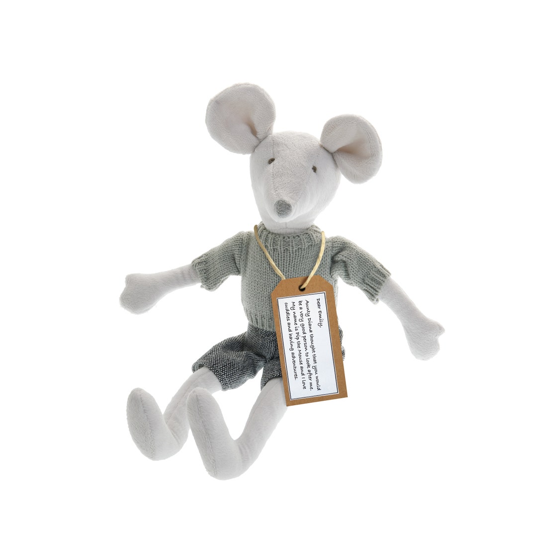Personalised 40cm Grey Mouse Plush Toy Unisex Gift Girl Boy Gift Super ...