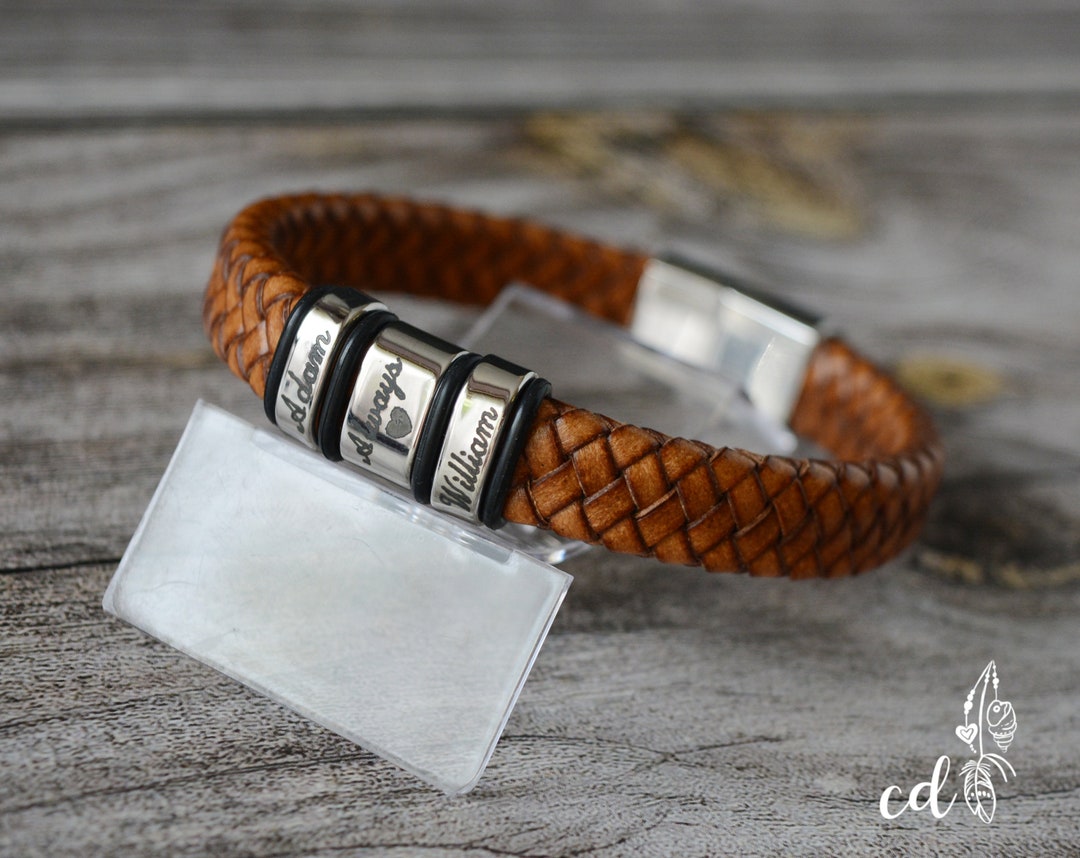 Rustic Leather Bracelet for Men or Women. Custom Bracelet With - Etsy