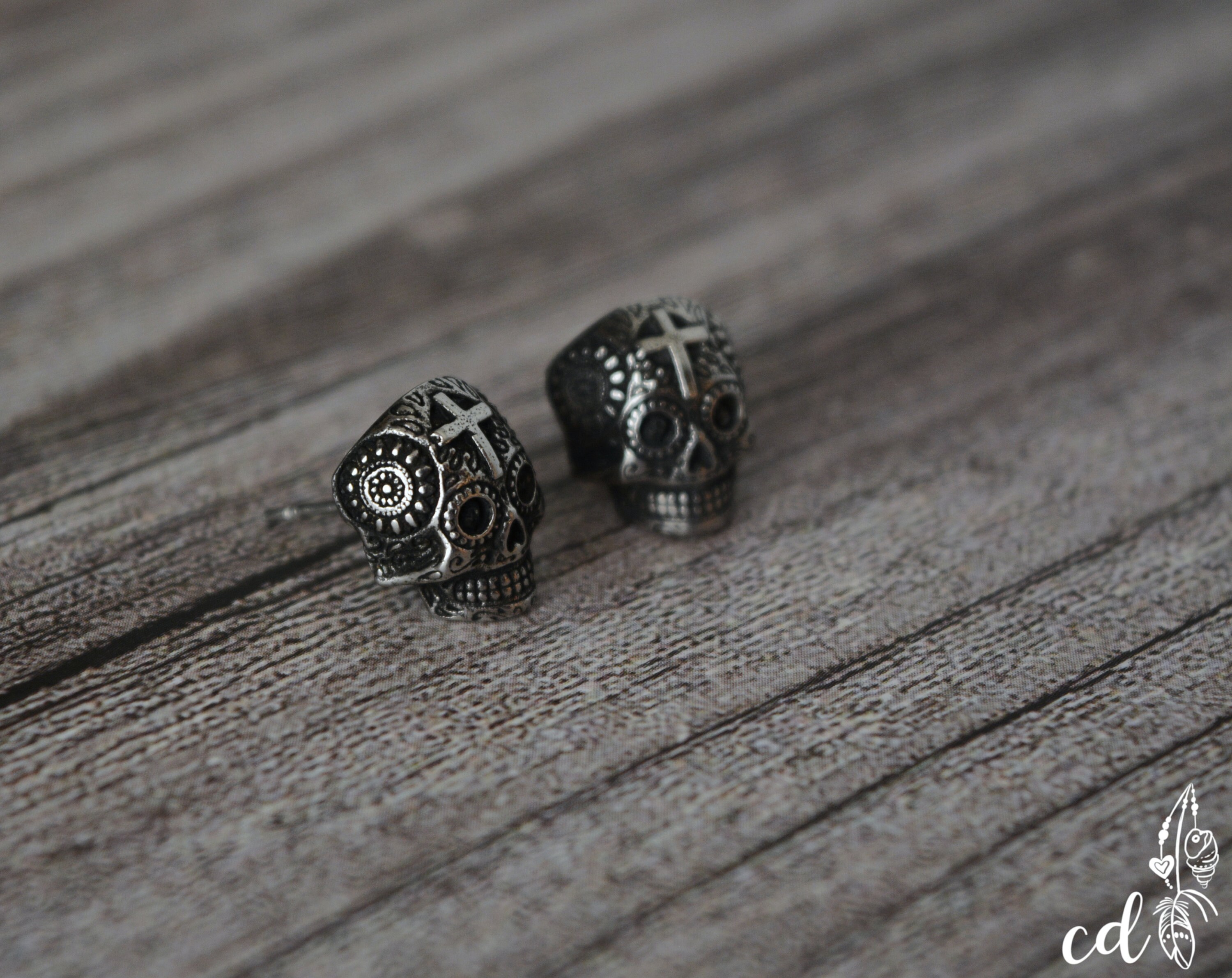 Stainless Steel Sugar Skull Earrings: Intricate Viking Style - Etsy ...