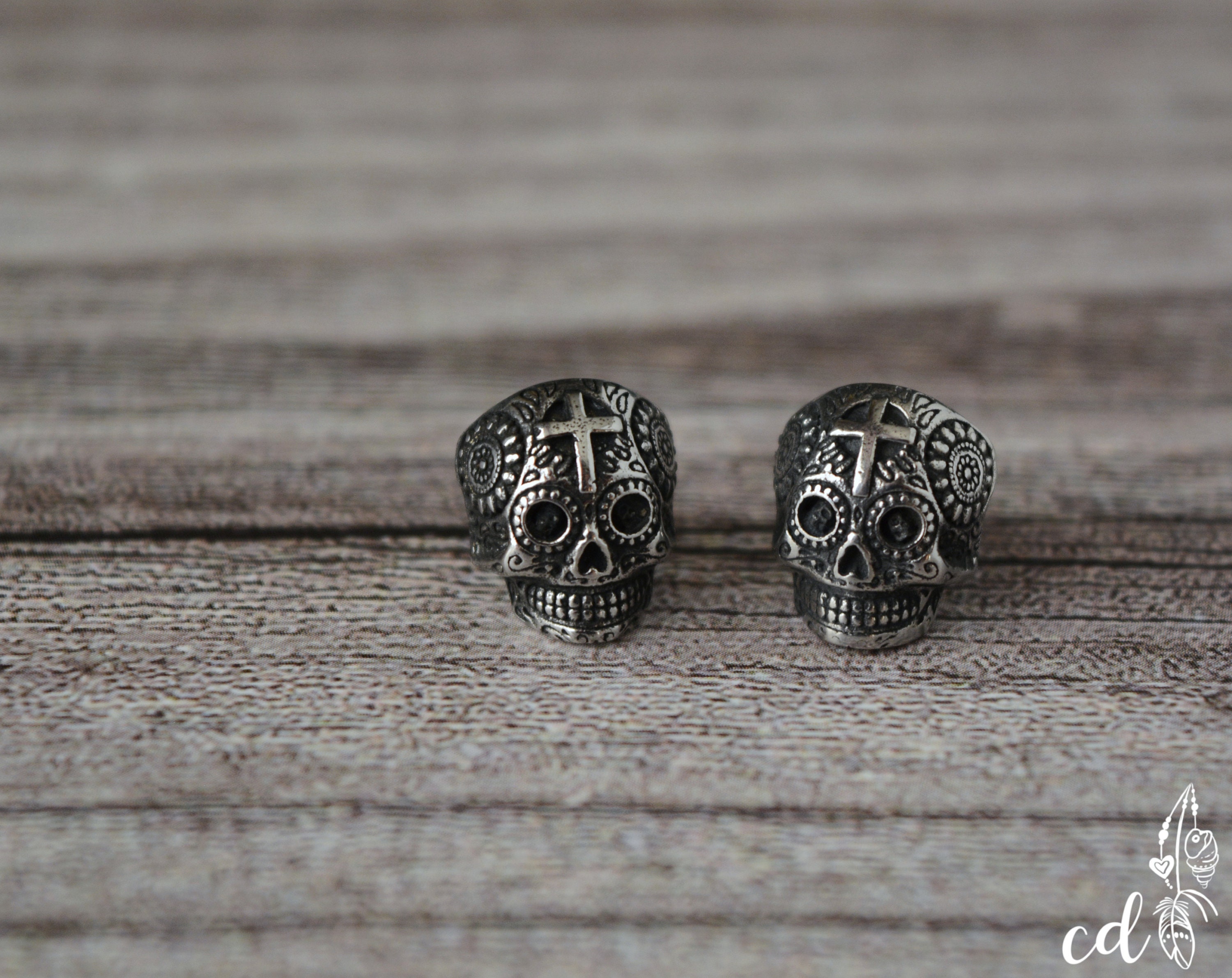 Stainless Steel Sugar Skull Earrings: Intricate Viking Style - Etsy ...