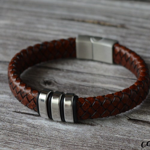 Rustic Leather Viking Bracelet for Men or Women. Cuff Bracelet - Etsy