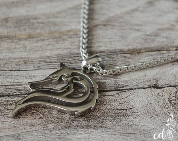 Stainless Steel Wolf Necklace for Men. Choose Your Cord | Etsy