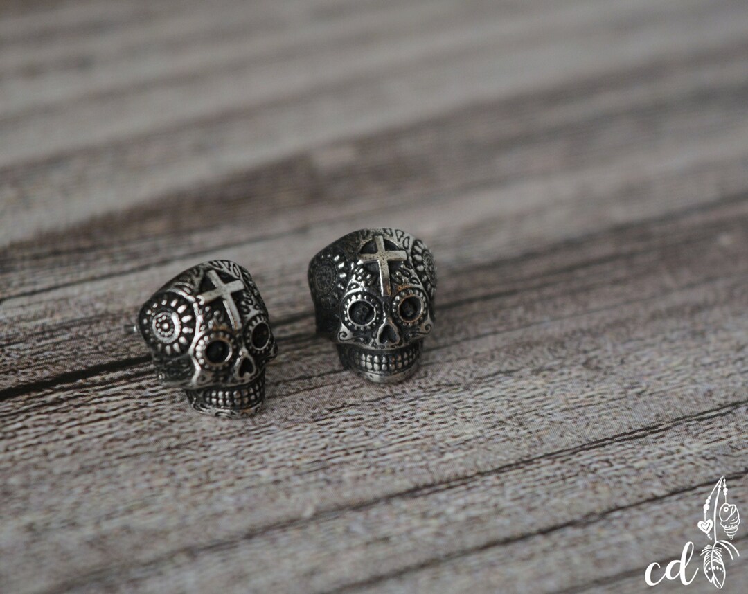 Stainless Steel Sugar Skull Earrings: Intricate Viking Style - Etsy ...