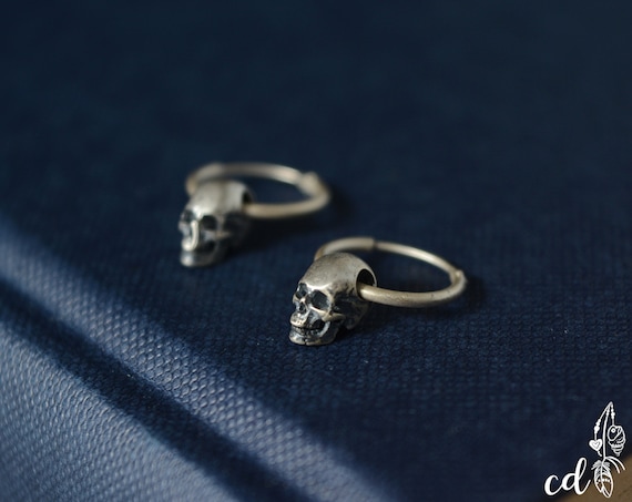 925 Sterling Silver Skull hoop earrings. Celtic patterned | Etsy