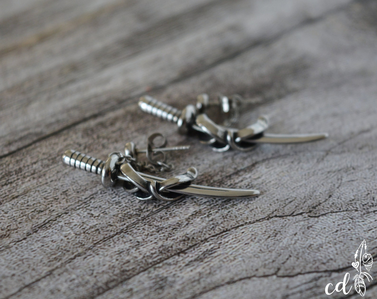 Stainless Steel Sword Earrings. Stud Dangle Earrings for Men | Etsy