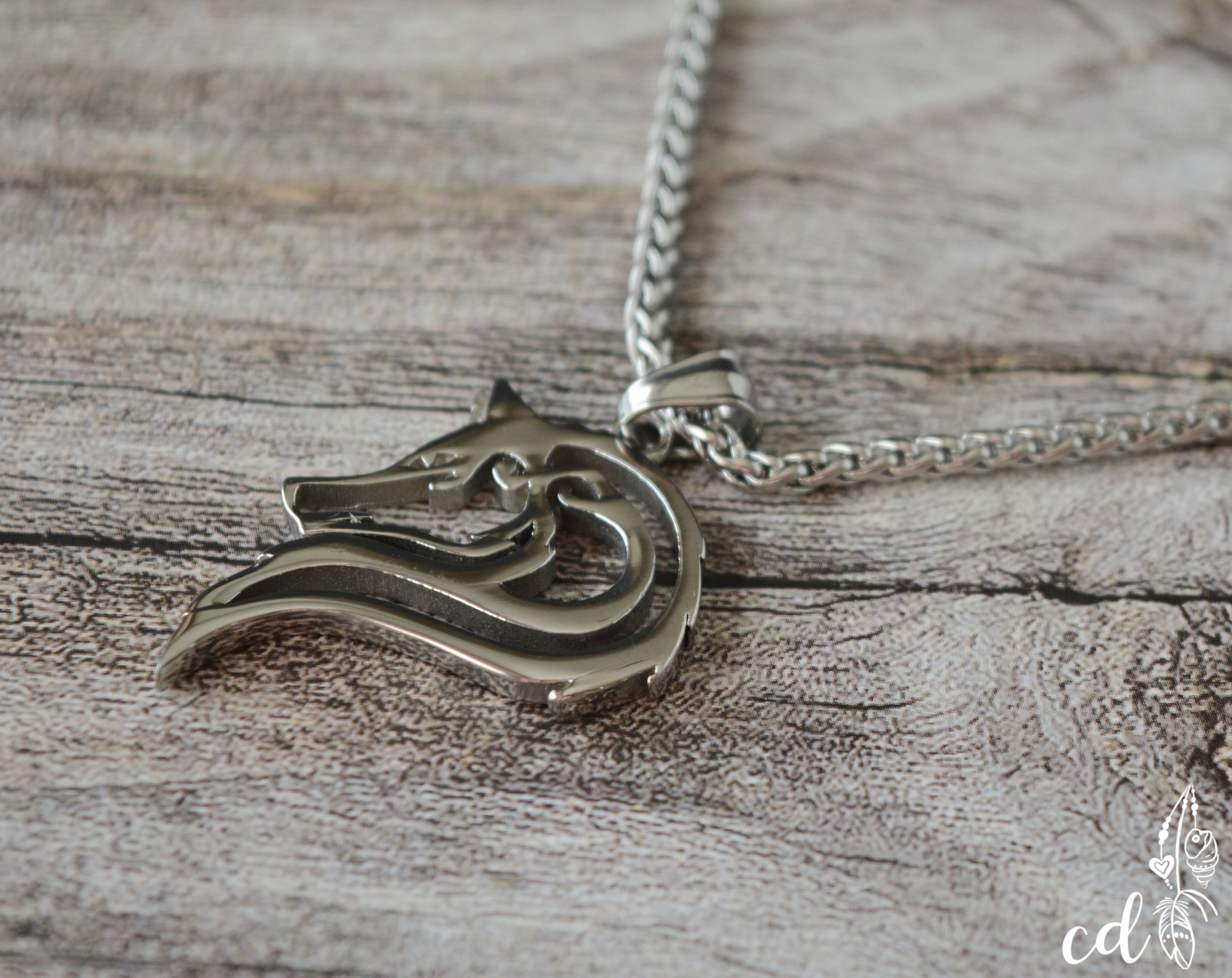 Stainless Steel Wolf Necklace for Men. Choose Your Cord | Etsy