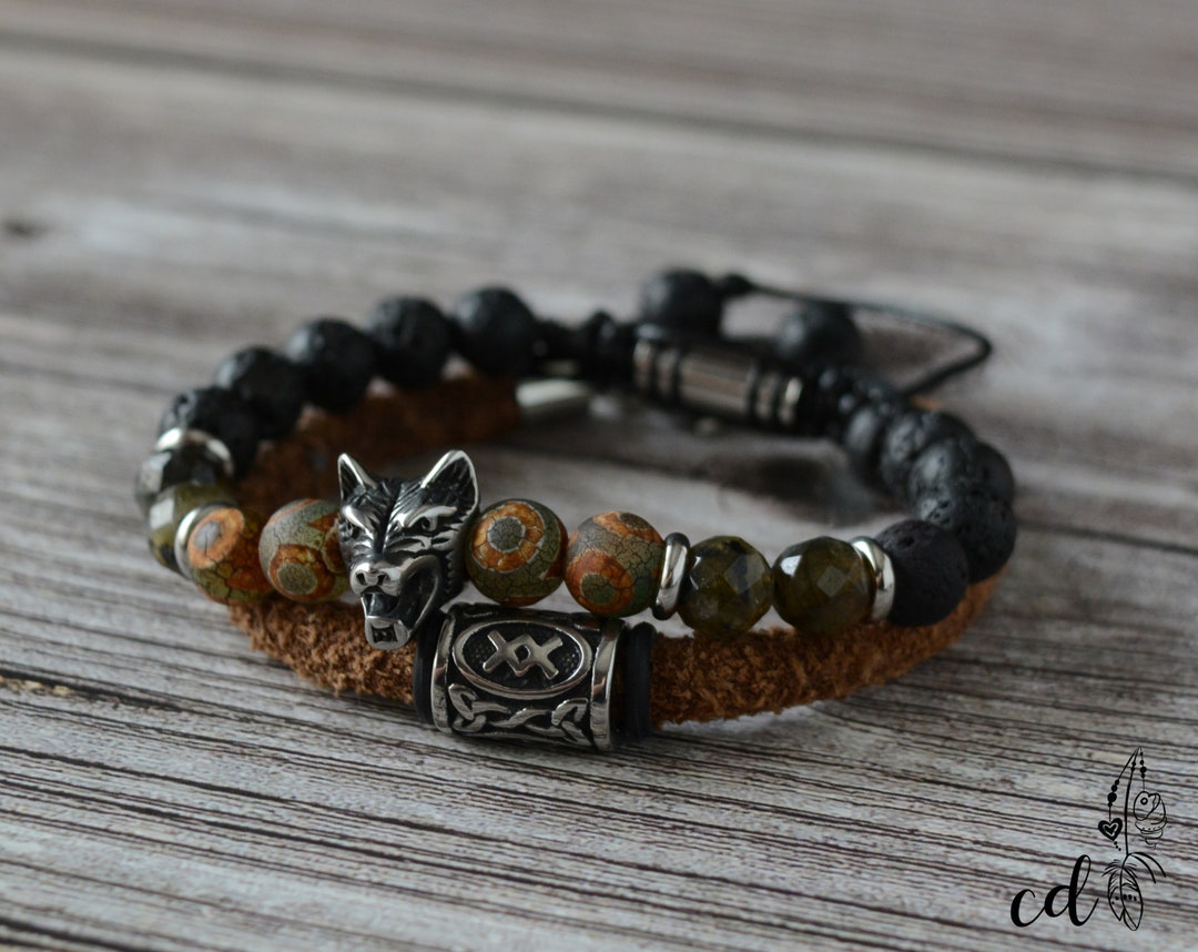 Stainless Steel Wolf Bracelets for Men. Stackable Bracelet Set With ...