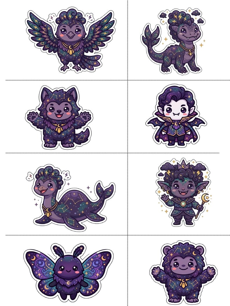 Mystic Creature Stickers, Kawaii Planner Stickers (digital Download) - Etsy