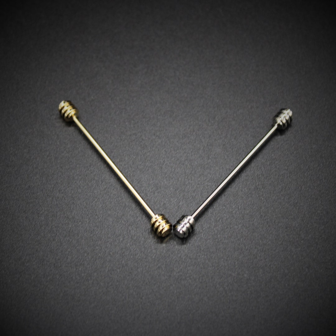 Silver or Gold Etched Ball Collar Bar - Etsy