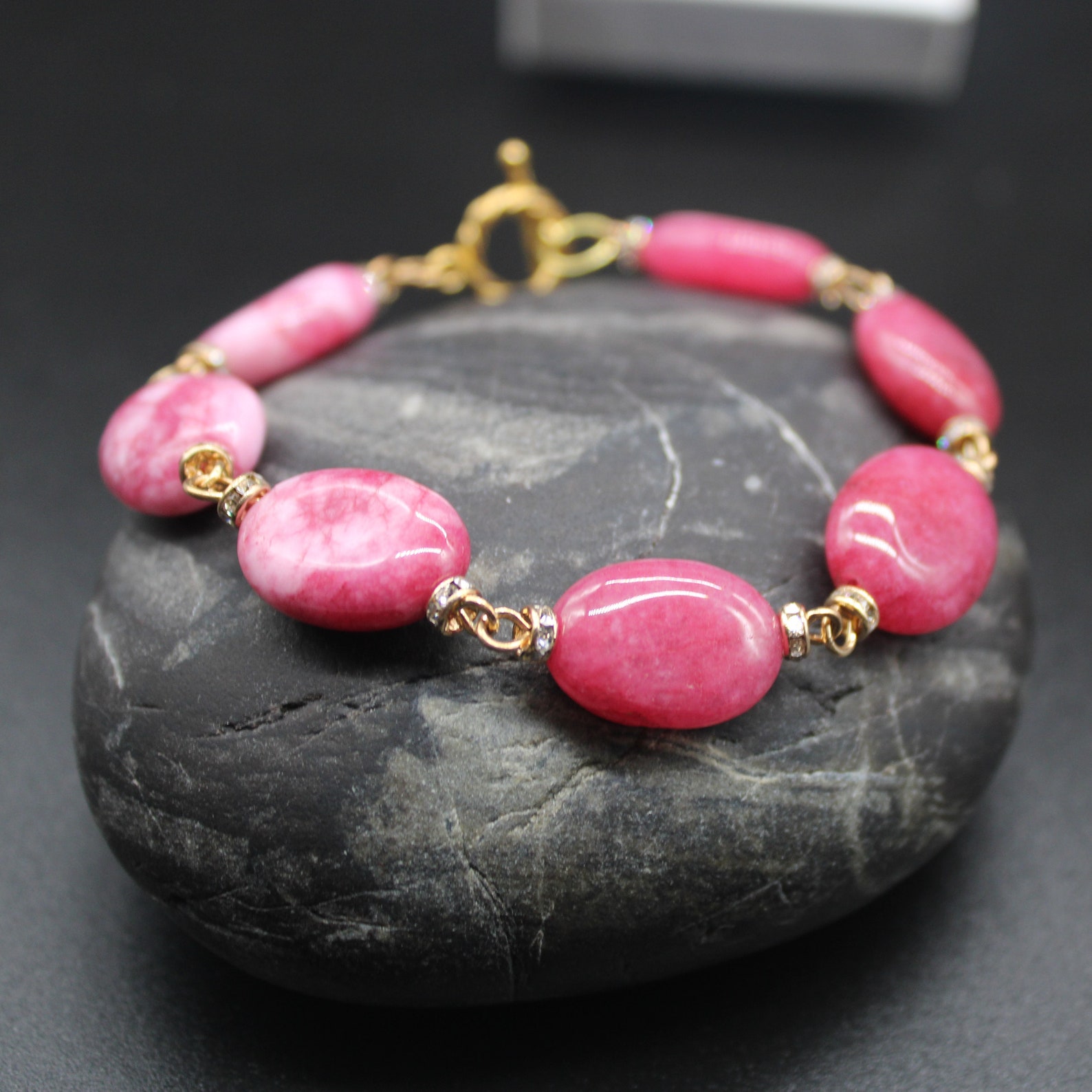 Pink and Gold Bracelet - Etsy