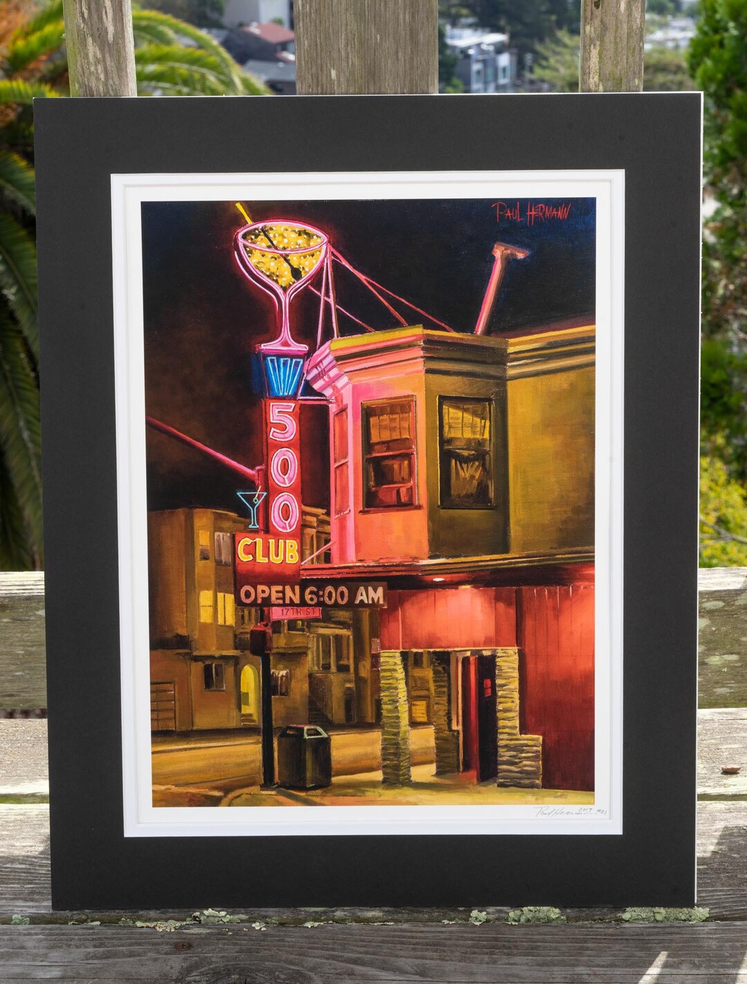 The 500 Club, Mission San Francisco Bar - Matted Print Signed by Artist ...
