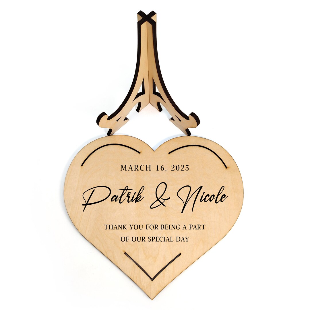 Wooden Sign for Wedding, Heart Shaped Wedding Sign, Custom Wedding Gift ...