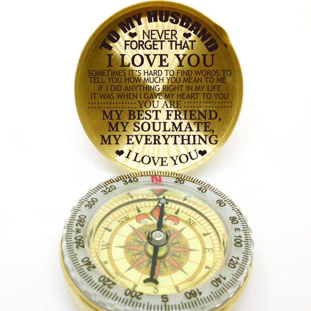 Wife to Husband Compass, Personalized Compass, Engraved Compass ...