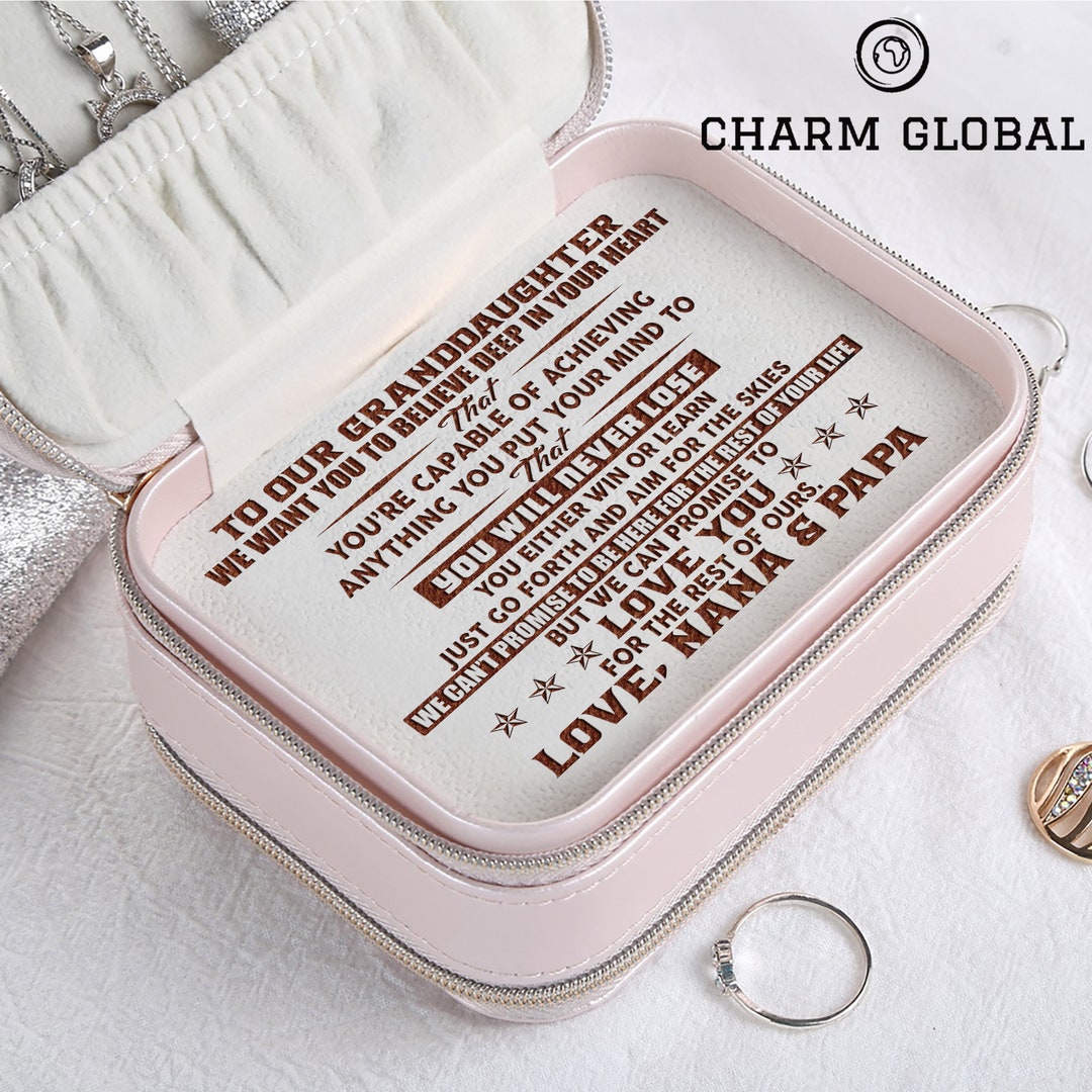 Personalized Leather Travel Jewelry Box for Granddaughter Graduation ...