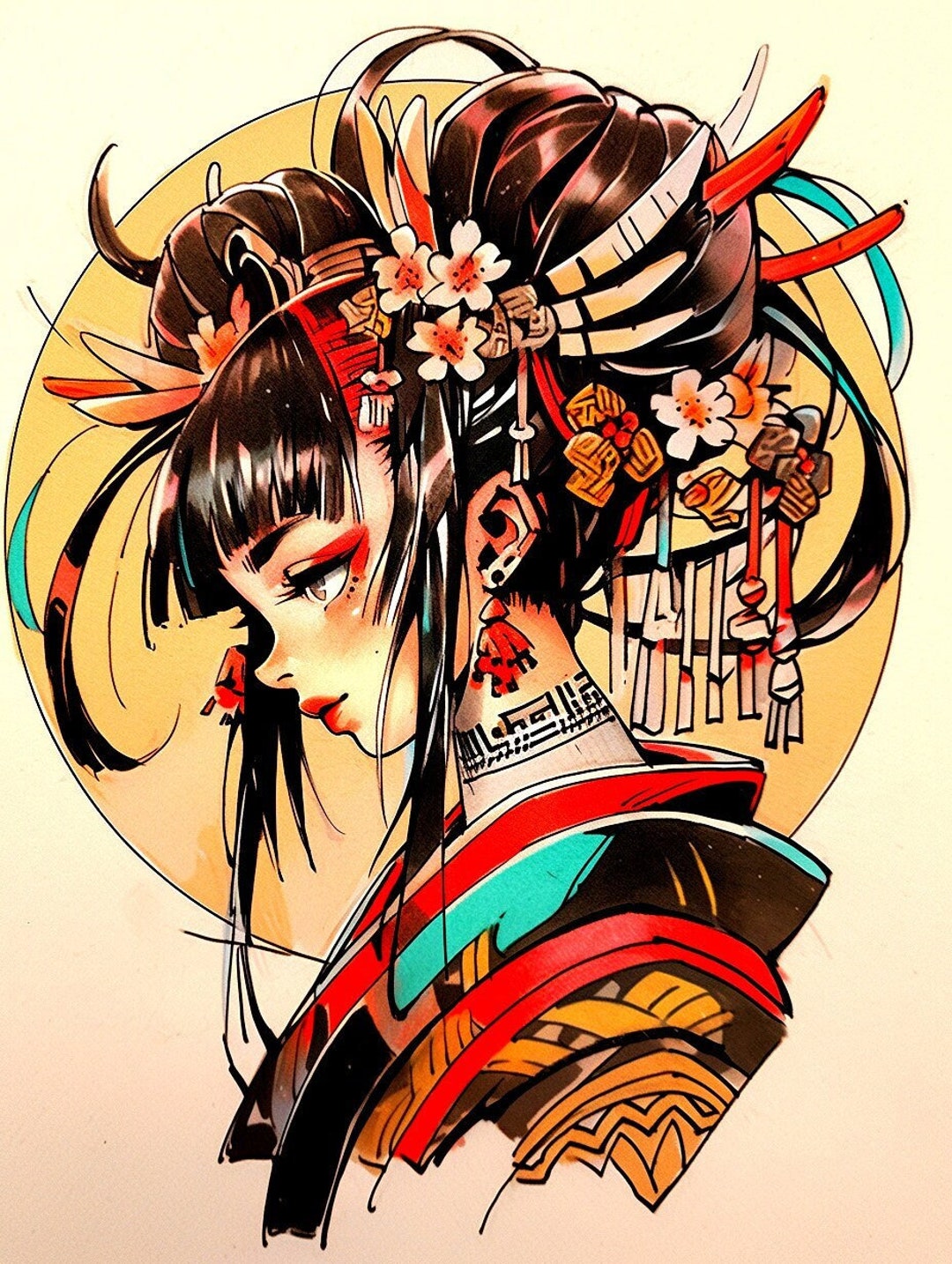 Punk Geisha Die Cut Vinyl Sticker - Etsy