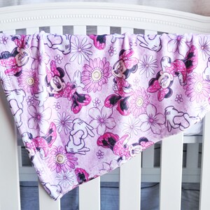 Pink Girl Mouse Velveteen Minky Blanket, Floral Pink Mink Blanket ...