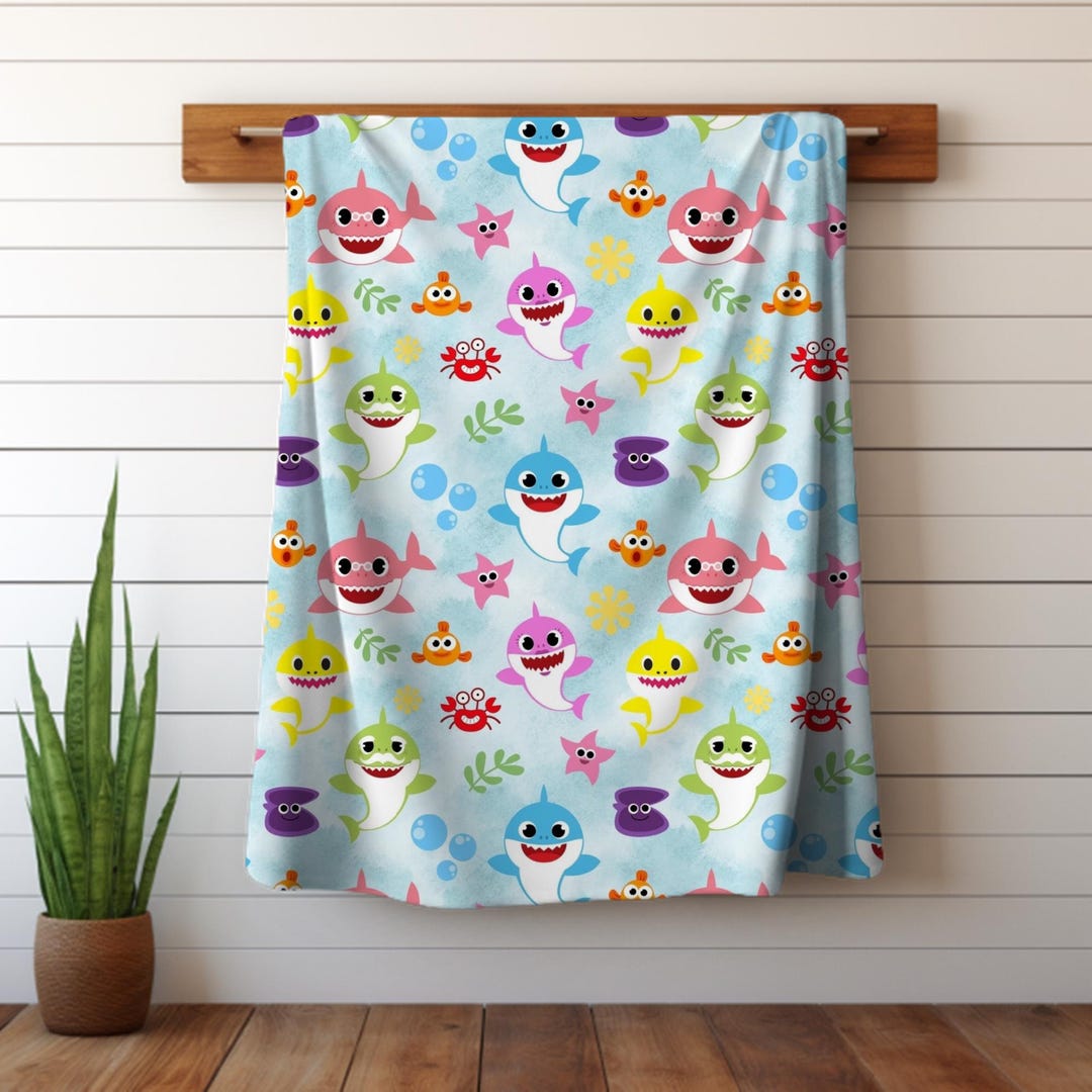 Sharks Velveteen Minky Blanket, Baby Girl Minky Blanket, Toddler ...