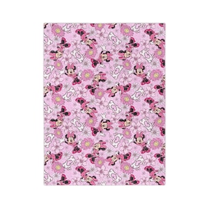 Pink Girl Mouse Velveteen Minky Blanket, Floral Pink Mink Blanket ...