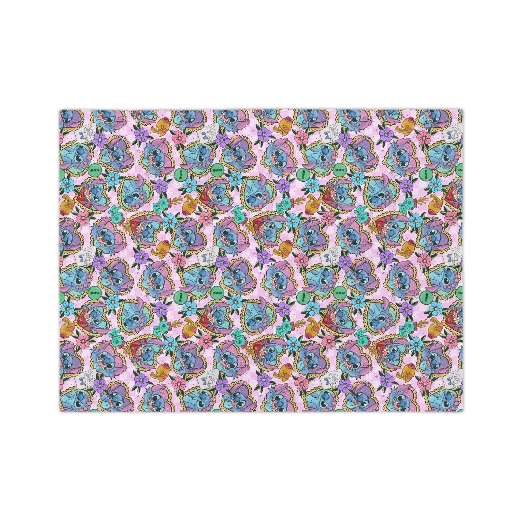 Pink Checkered Alien Hearts Velveteen Minky Blanket, Baby Girl Minky ...