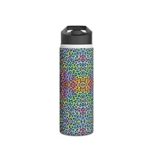 Rainbow Cheetah Stainless Steel Water Bottle, Kids Stainless Steel ...