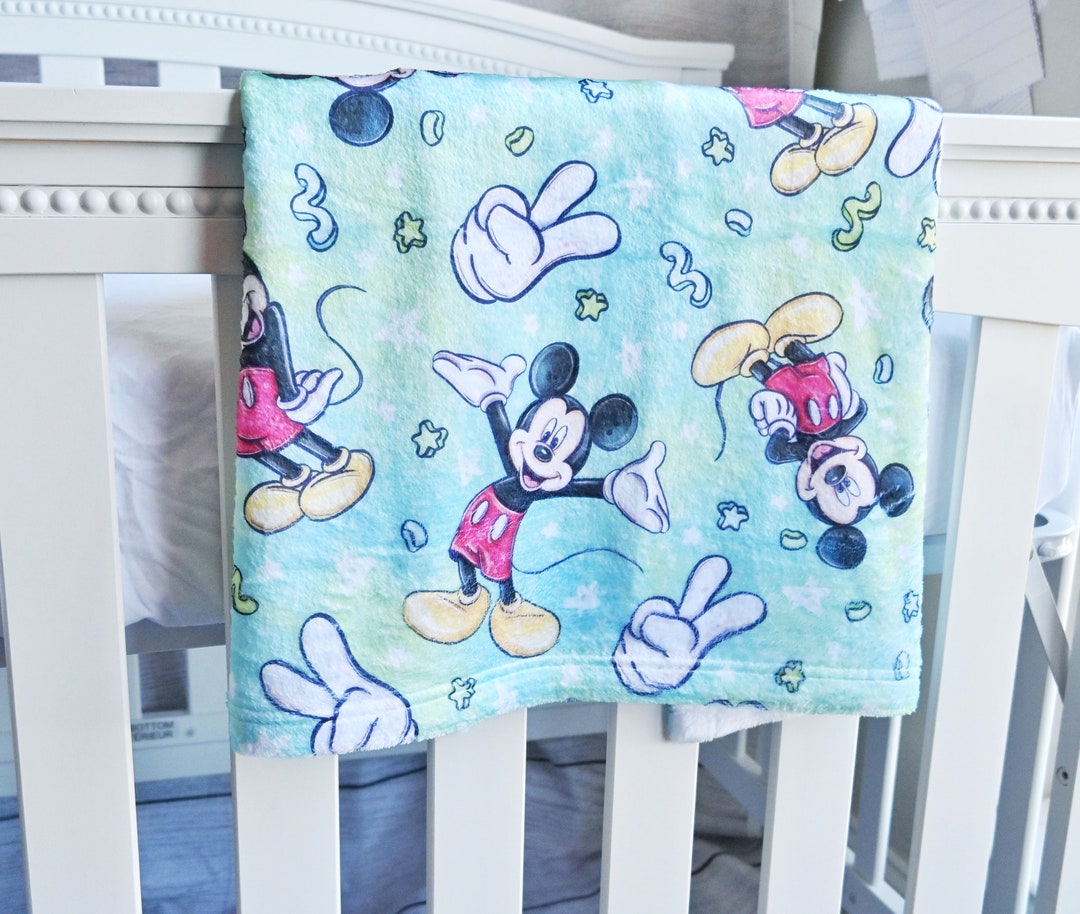 Green Blue Baby Boy Mouse Velveteen Minky Blanket, Toddler Boy Gift ...