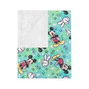 Green Blue Baby Boy Mouse Velveteen Minky Blanket, Toddler Boy Gift ...
