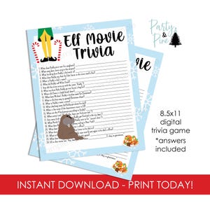Elf Trivia Game Movie Buddy the Elf Digital Christmas Party Holiday ...