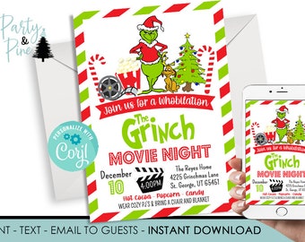 Editable Party Invitation Merry Grinchmas Invitation - Etsy