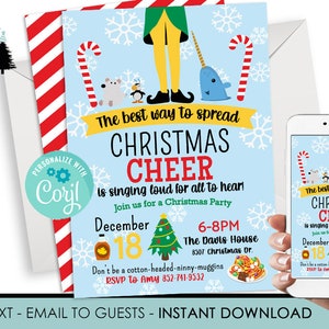 Editable Elf Christmas Party Invitation Digital 5x7 Invite Event ...