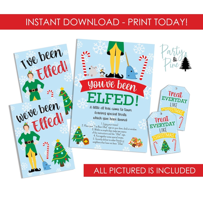 You've Been Elfed Printable Buddy Elf Christmas Game Digital Printable ...