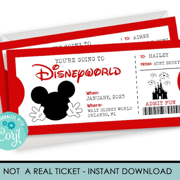 Printable Disneyworld Ticket - Etsy
