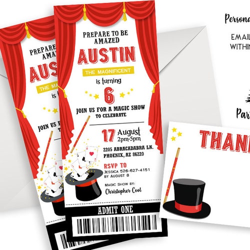 Magician Invitation Magician Birthday Invitation Magic Show | Etsy