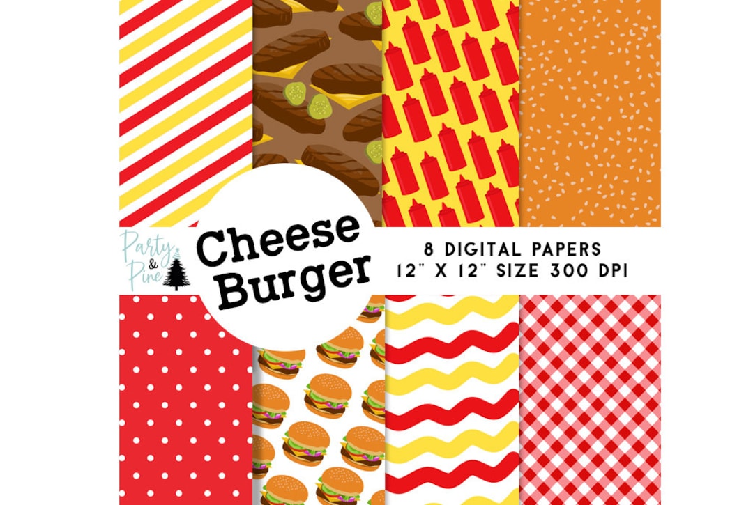 Cheeseburger Digital Papers 12x12 Scrapbooking Food Instant Download ...