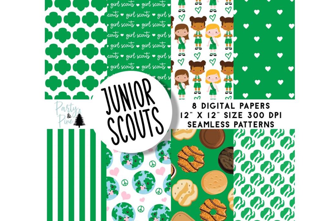 Junior Scout Digital Paper 12x12 Green Troop Printable Instant Download ...