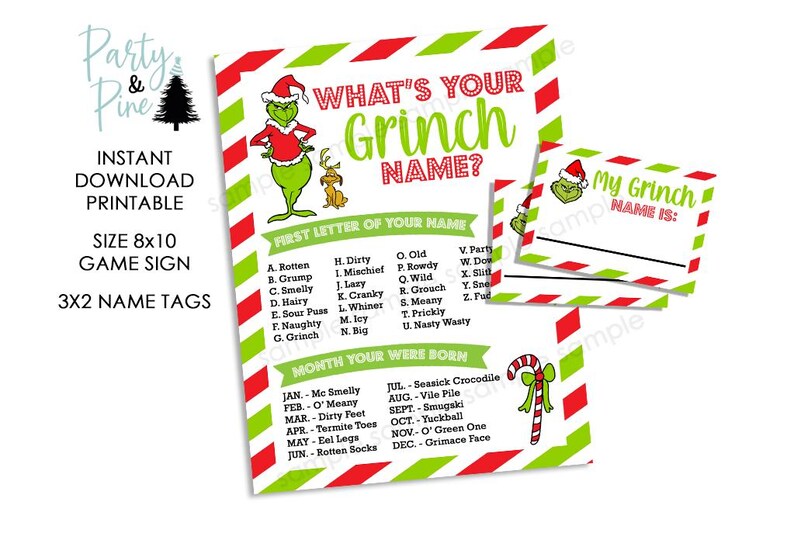 What's Your Grinch Name Digital Printable 8x10 Christmas Holiday ...