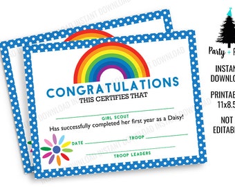 Girl Scout Certificate of Completion 1st Year of Daisies - Etsy