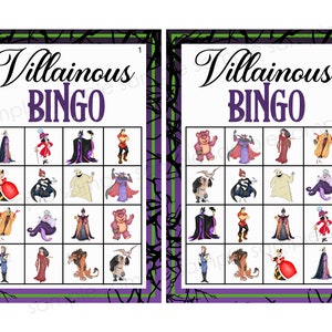 Villains Bingo Game Digital Printable Instant Download Halloween ...