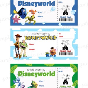 Printable Ticket to Disneyworld Surprise Trip, Birthday Gift, Bugs, Toy ...