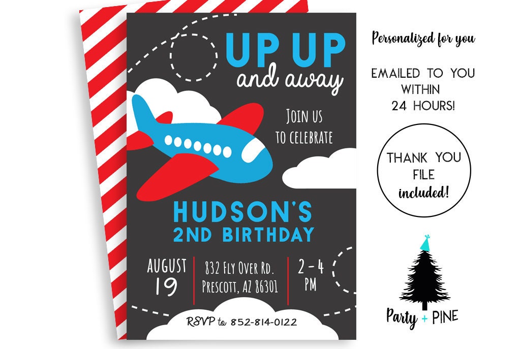 Airplane Birthday Invitation Invite Birthday Party Planes - Etsy