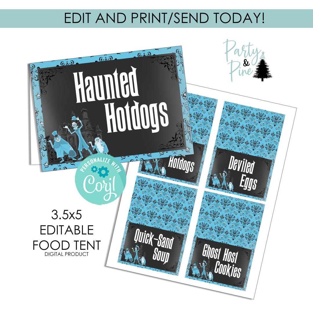 Editable Haunted Mansion Food Tents Digital Halloween Hitchhiking ...