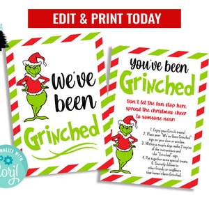 You've Been Grinched Printable Set Editable I've Been Christmas Holiday ...