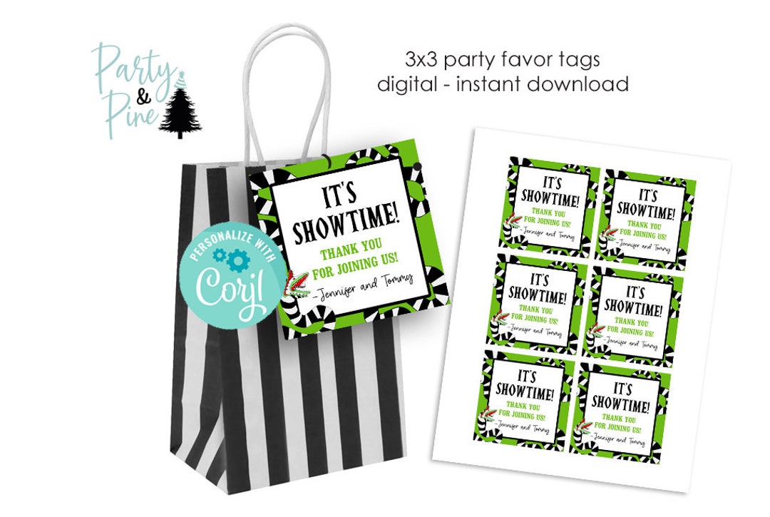 Halloween Green Beetle Favor Tags 3x3 Editable Printable Party Instant ...