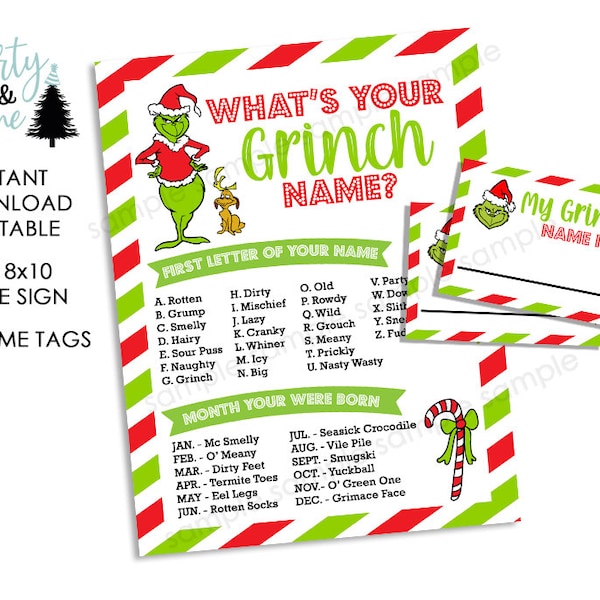 Grinch Party Printable Signs - Etsy
