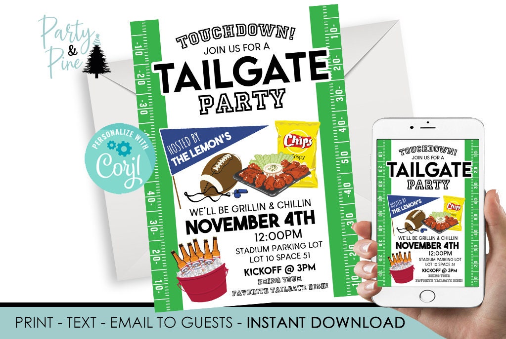 Editable Tailgate Party Invitation Invite Digital 5x7 Football - Etsy ...